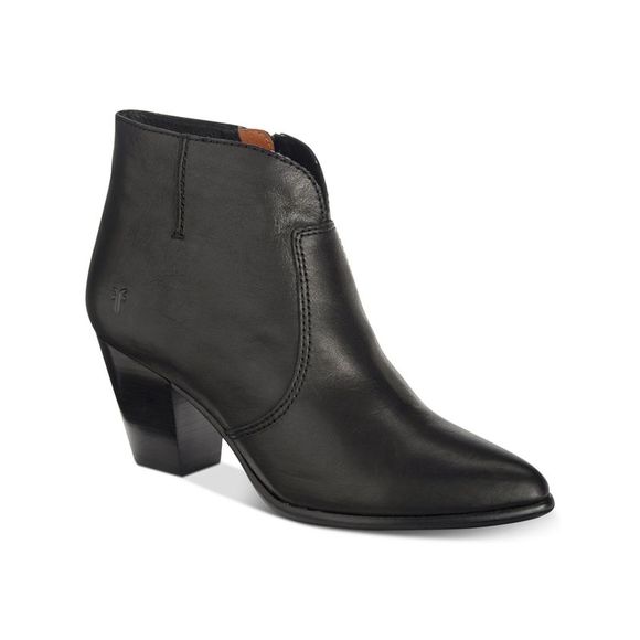 Frye | Shoes | Frye Womens Black Logo Jennifer Pointed Toe Stacked Heel ...